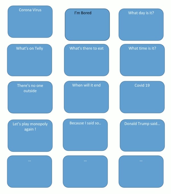 Lockdown Bingo - Homemade and sent in by reader Guy